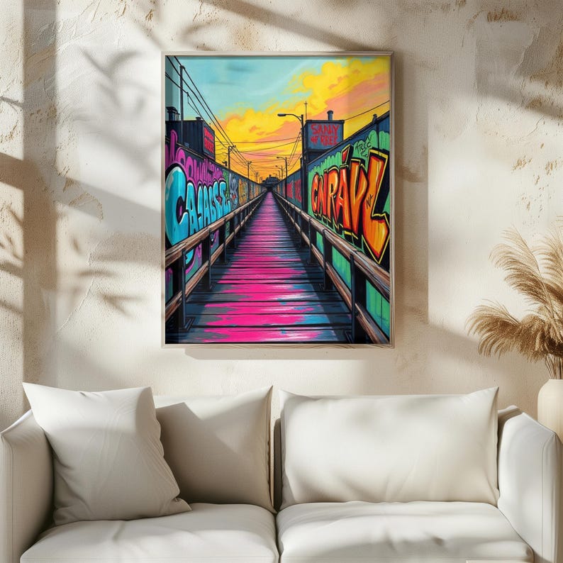 Vibrant Urban Boardwalk Graffiti Art Print - Etsy UK