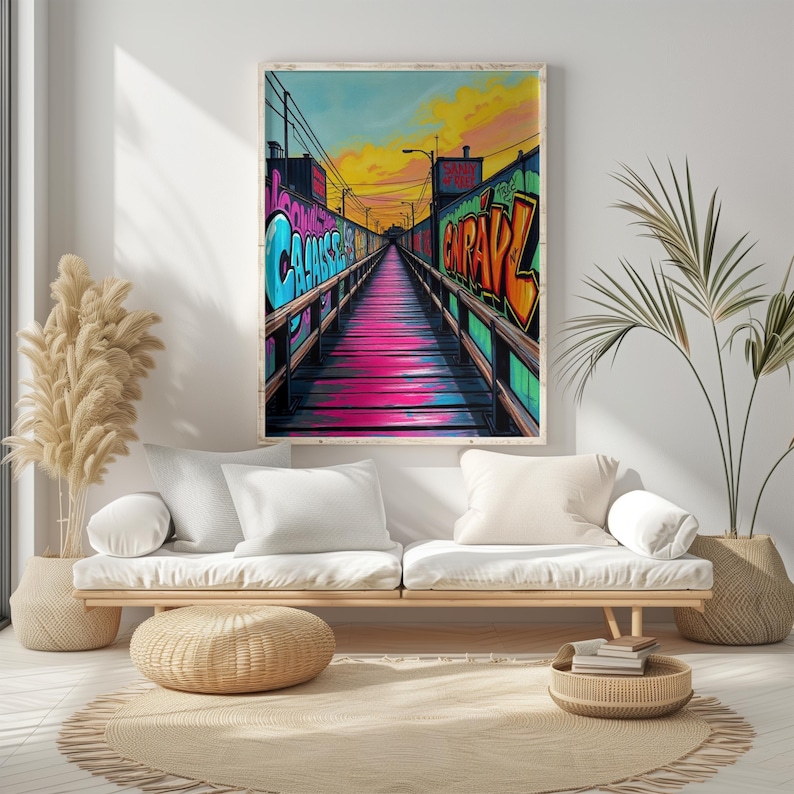 Vibrant Urban Boardwalk Graffiti Art Print - Etsy UK