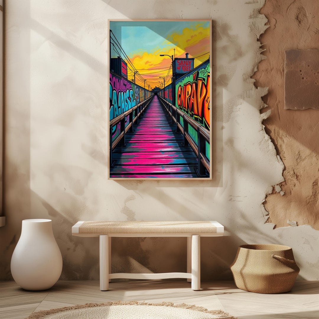 Vibrant Urban Boardwalk Graffiti Art Print - Etsy UK