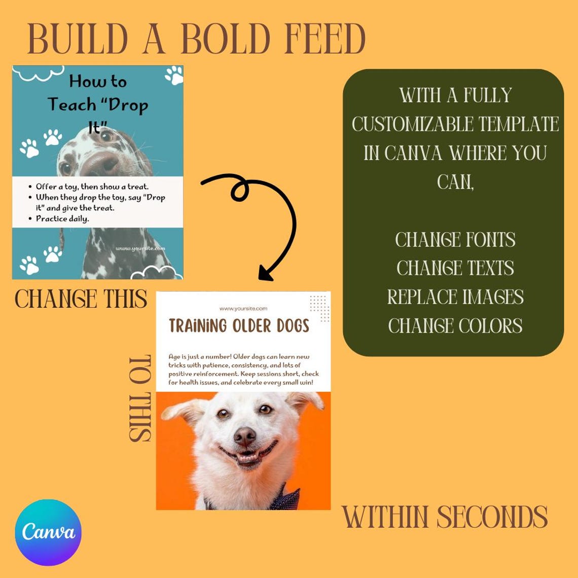 40 Dog Training Instagram Post Templates Editable Canva Templates for ...