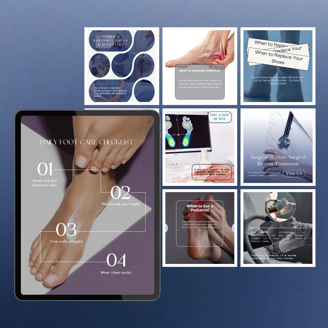 Podiatrist Social Media Templates: Foot Care Clinic Instagram Posts - Etsy