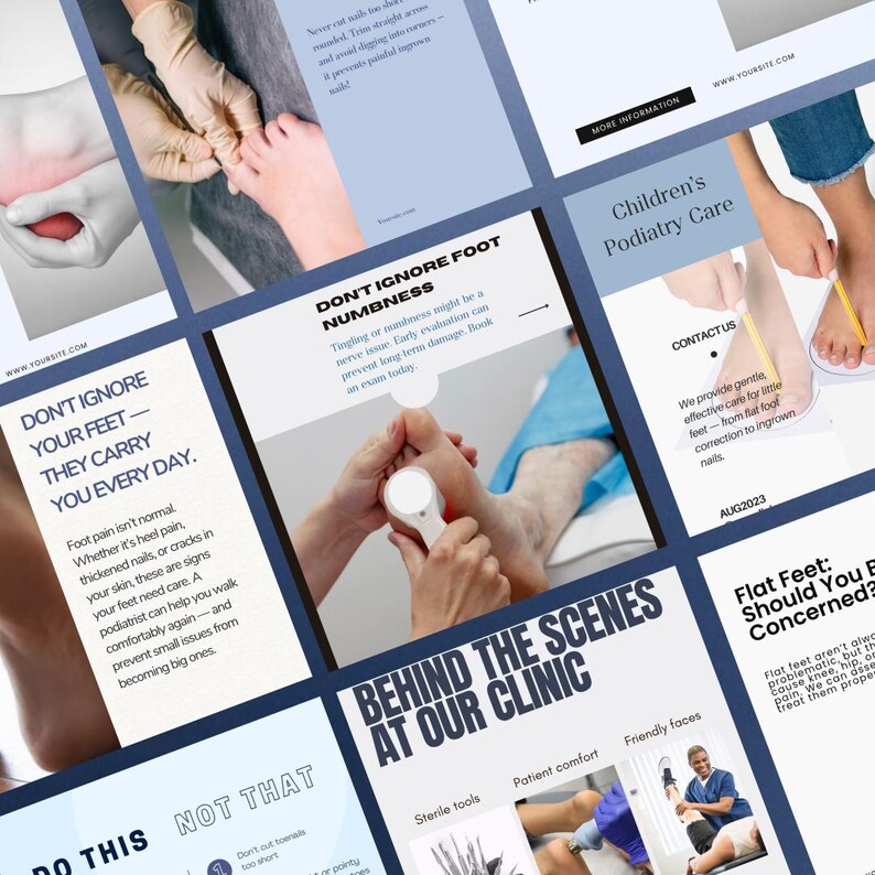 Podiatrist Social Media Templates: Foot Care Clinic Instagram Posts - Etsy
