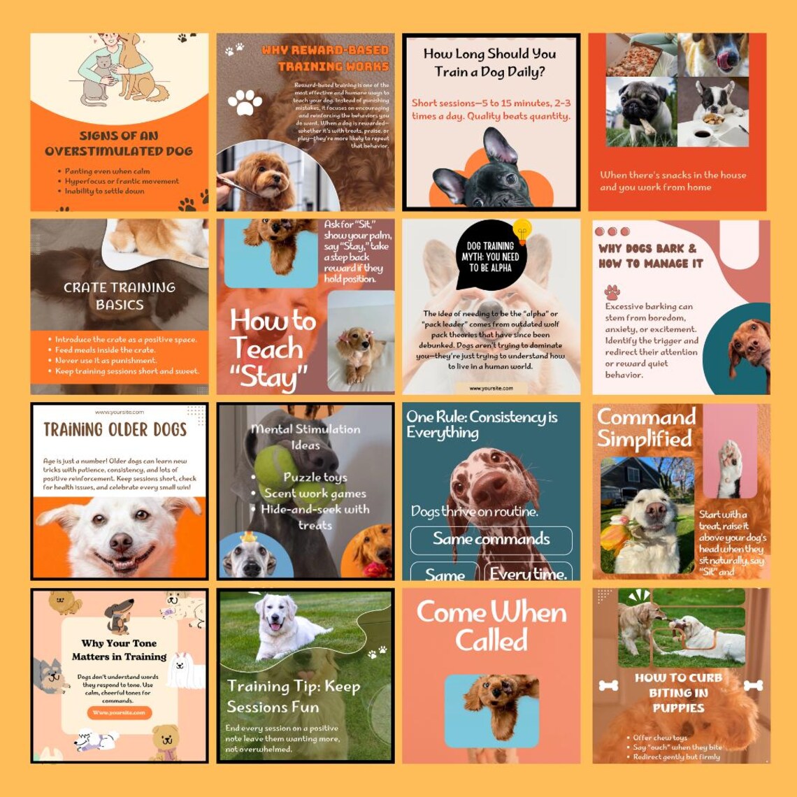 40 Dog Training Instagram Post Templates Editable Canva Templates for ...