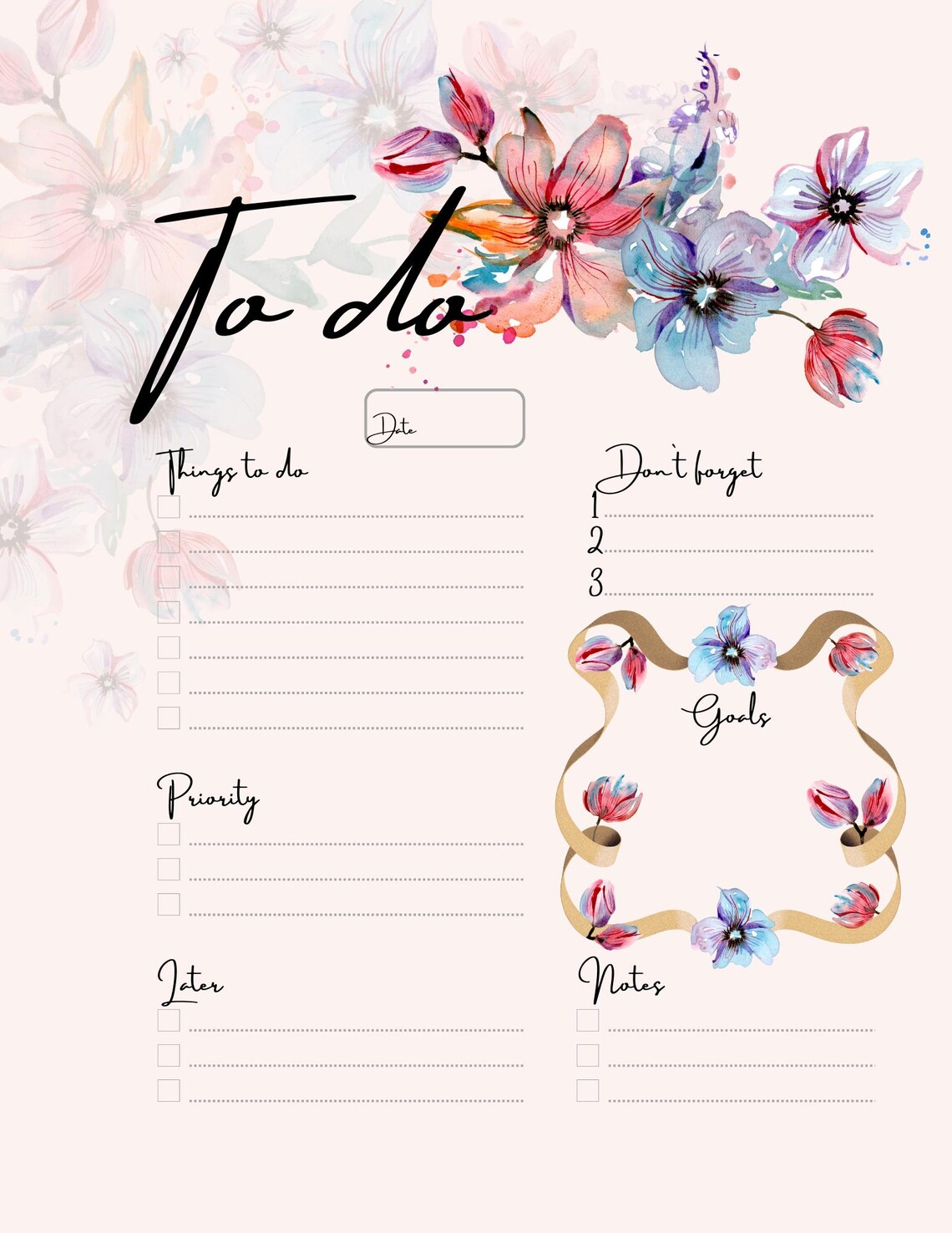 Printable Weight Loss Planner- Floral Digital - Etsy