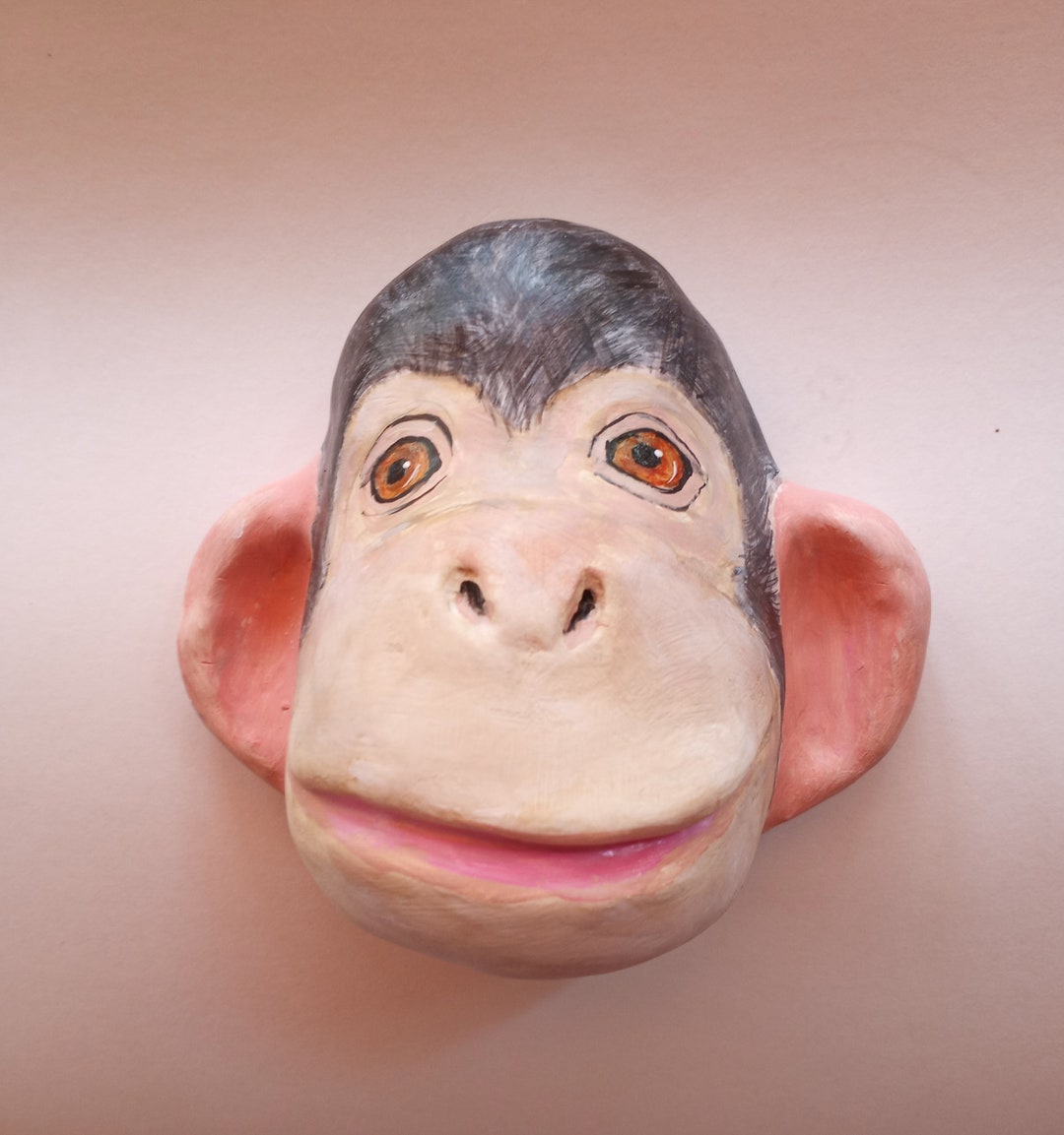 Monkey Wall Mask Face Ape Sculpture Modern Animal Kids Room Decor Head ...