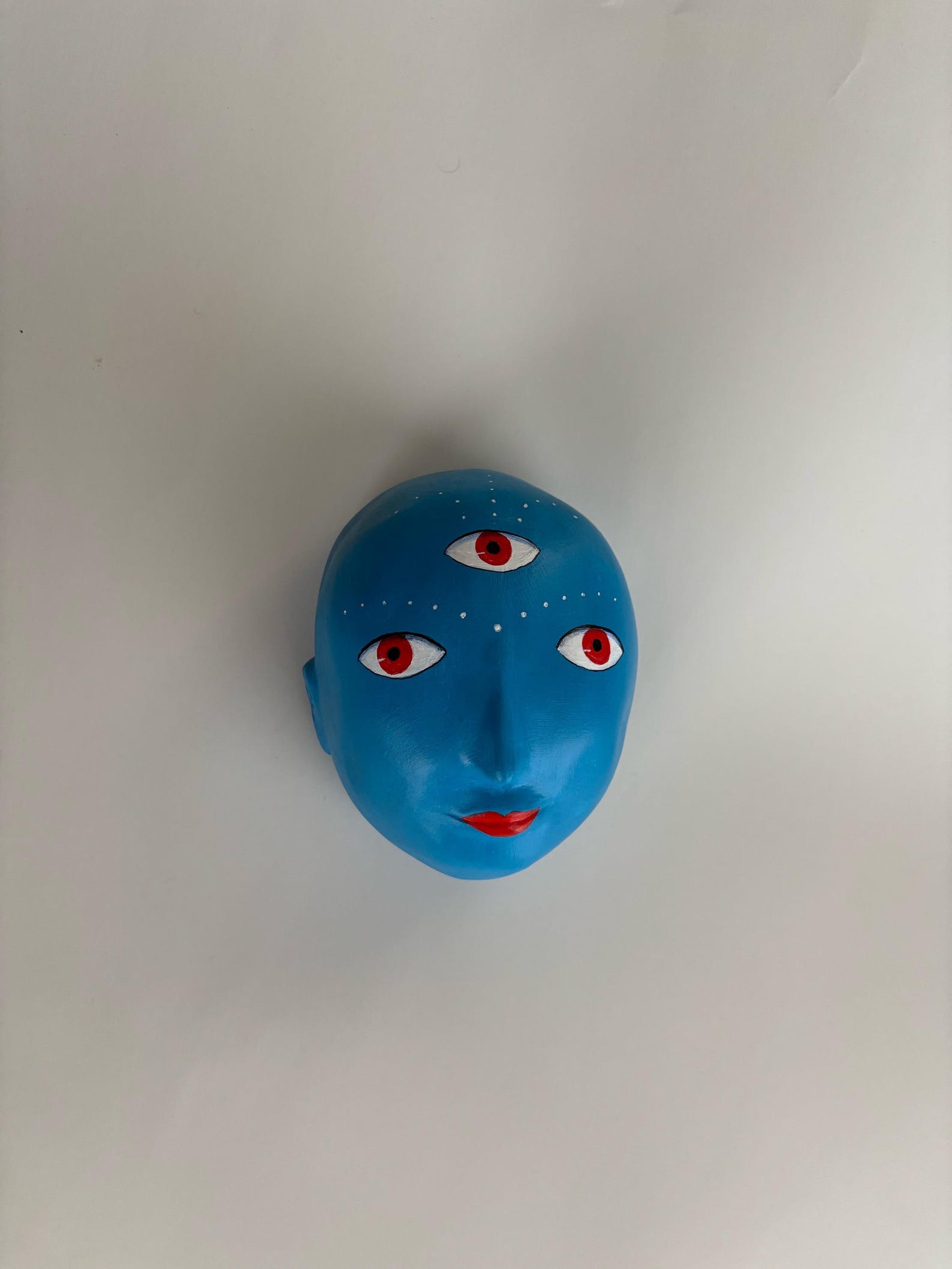 Blue Man Third Eye Wall Mask Face Sculpture Modern Tech Kids Room Decor ...