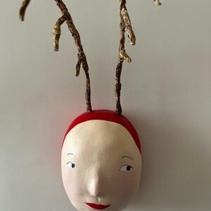 Deer Girl Paper Mache Wall Mask Art - Etsy
