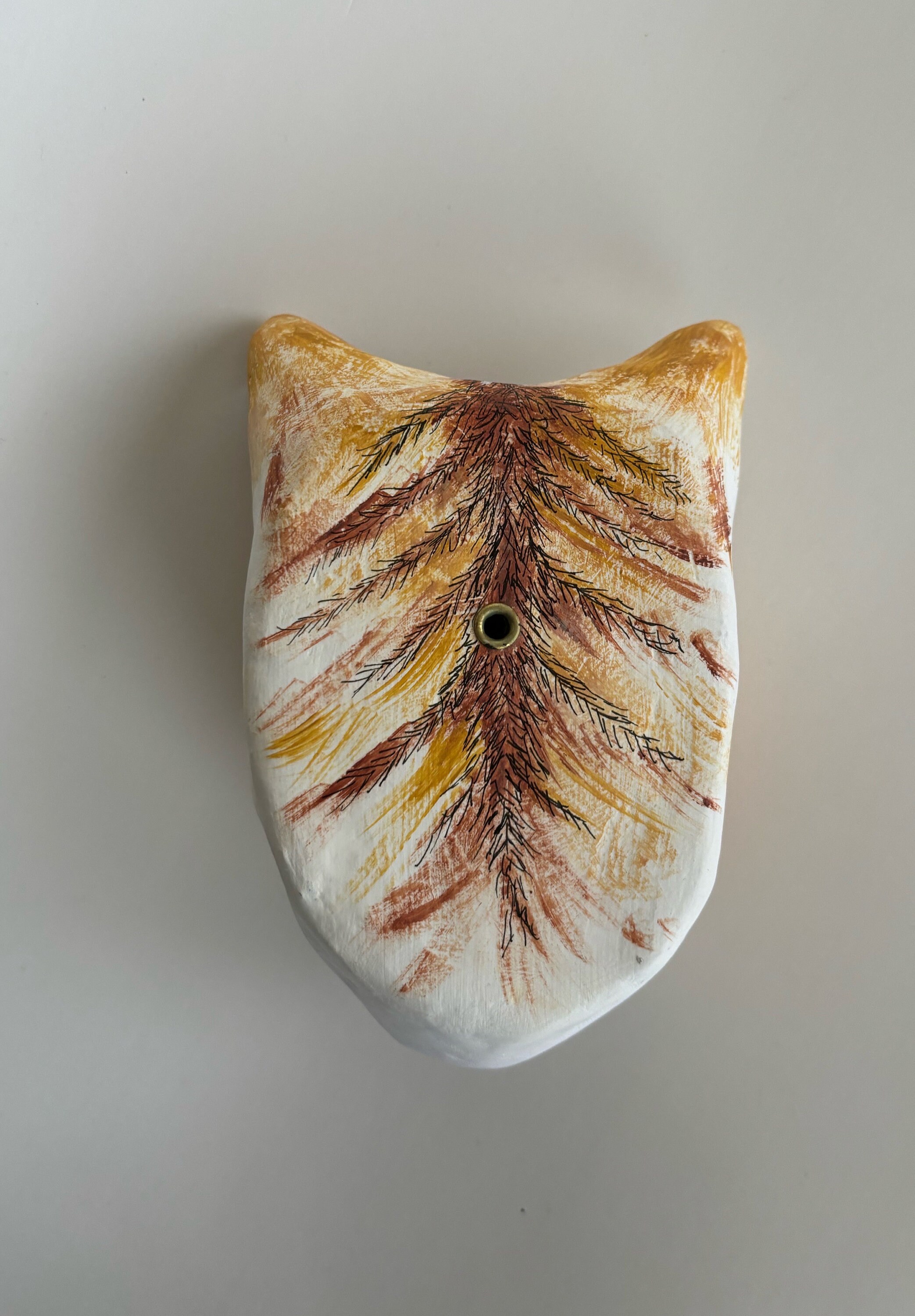 Cat Wall Mask Face Sculpture Kids Room Decor Tabby Kitty Face Orange ...