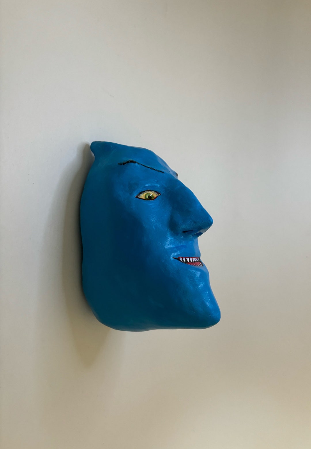 Blue Devil Wall Mask Face Sculpture Modern Animal Dukes Kids Room Decor ...