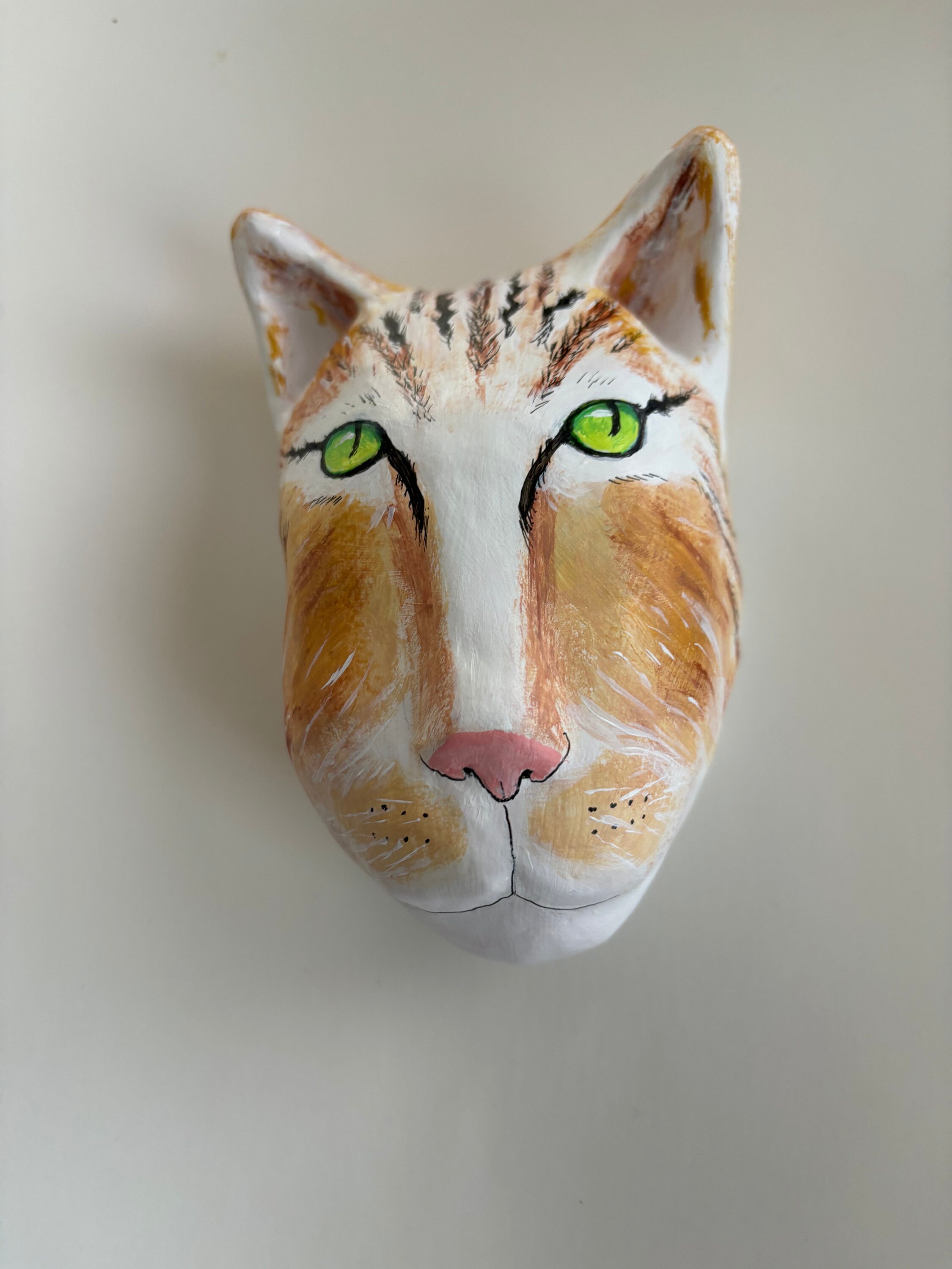 Tabby Cat Wall Mask: Paper Mache Sculpture, Kids Room Decor - Etsy