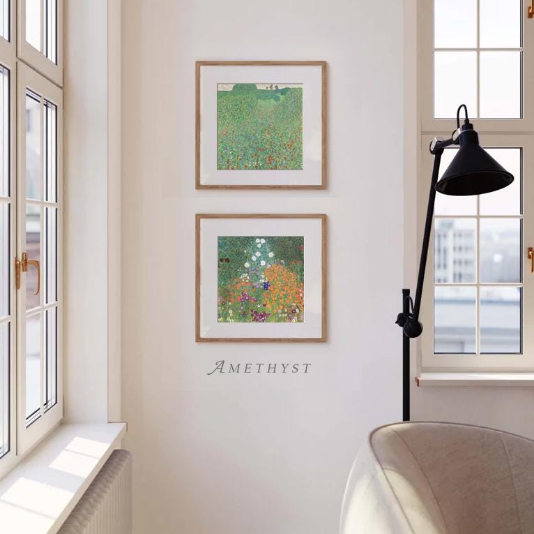 Set of 4 Klimt Spring Square Vintage Landscape Wall Art Prints ...
