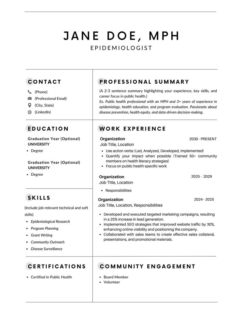 Professional Public Health Resume & Cover Letter Template | Editable ...