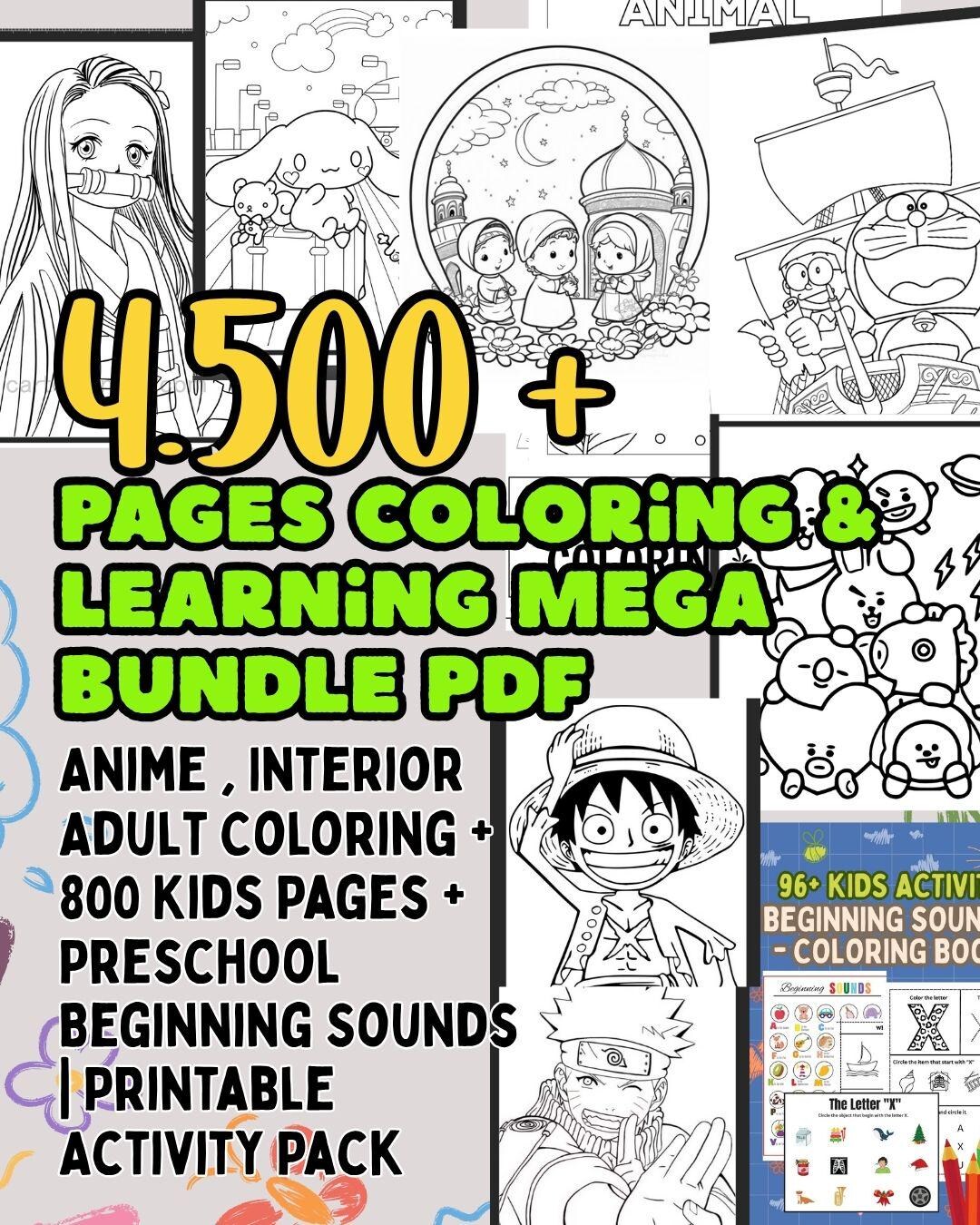 Coloring & Learning Mega Bundle: 4500+ Pages, Anime, Preschool (PDF ...
