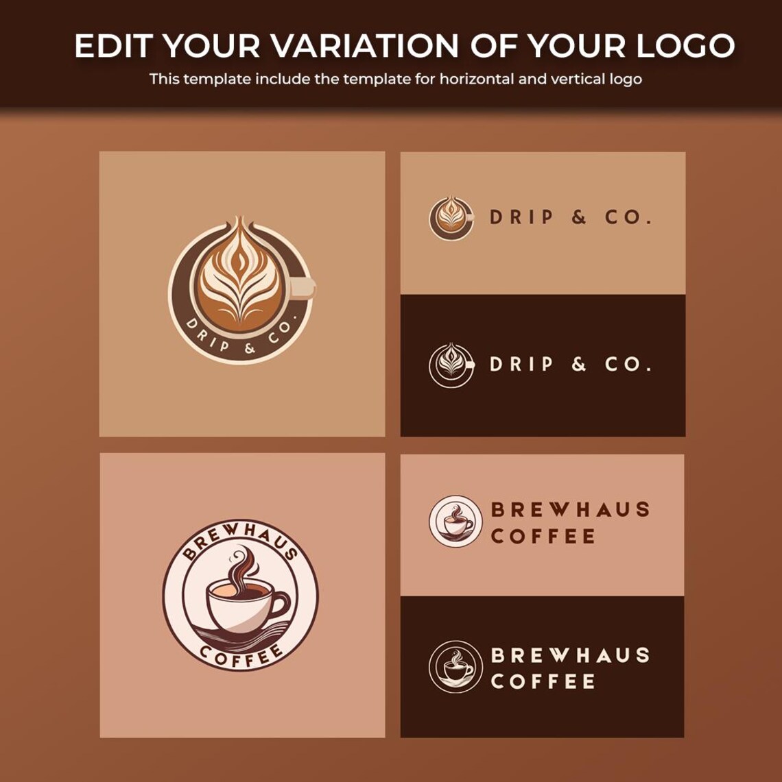Modern Coffee Shop Logo Canva Template | Editable Café Branding ...