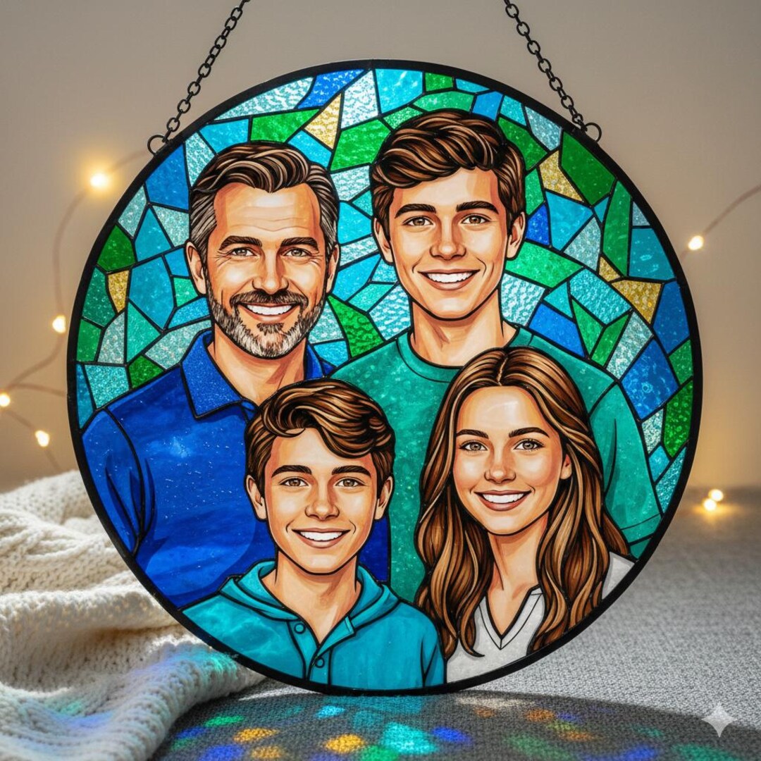 Personalized Photo Suncatcher, Custom Photo Stained Glass Ornament ...