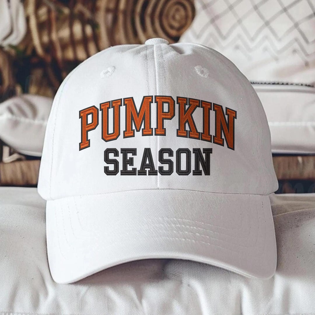 Pumpkin Season Embroidered Hat, Varsity Fall Baseball Cap, Halloween ...