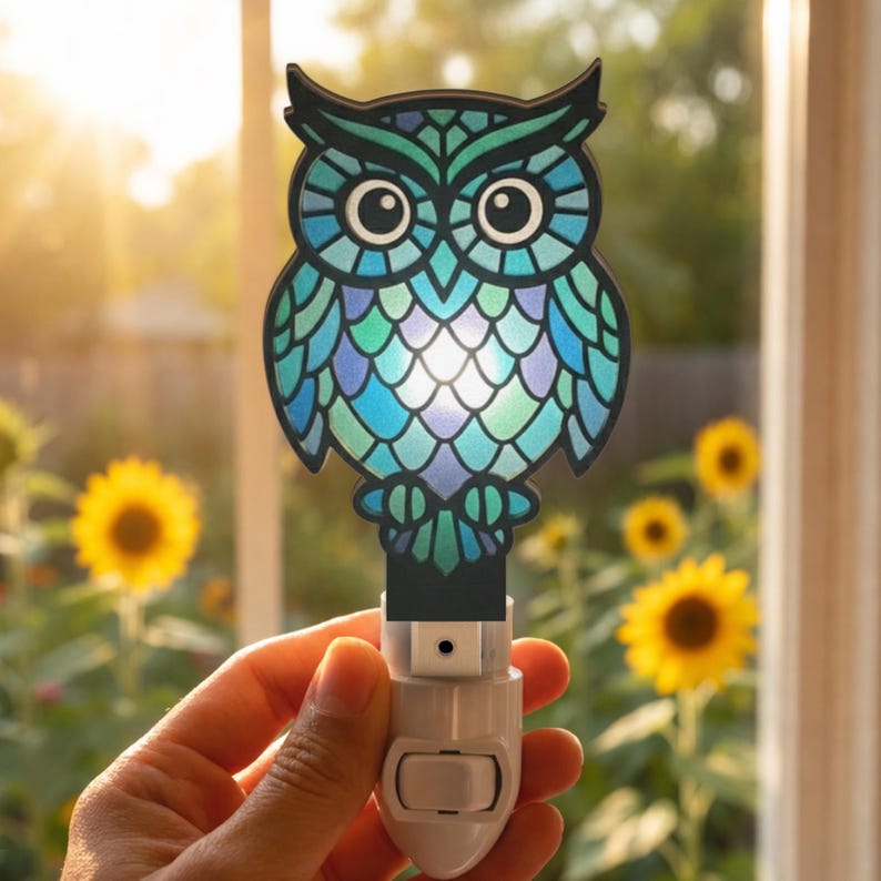 Owl Suncatcher Night Light, Bird Decor, Owl Lover Gift for Her ...