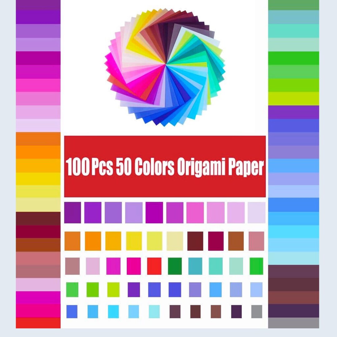 Large Origami Paper 100 Sheets, 8 Inch, 50 Vivid Colors for Crafts ...