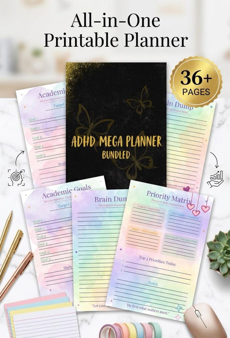 ADHD Planner | Daily Routine, Task, Goal Organizer (digital Download ...