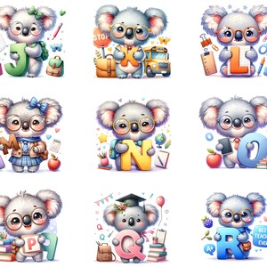Alphabet Letter Clipart Bundle Alphabet PNG Cute Watercolor Koala ...