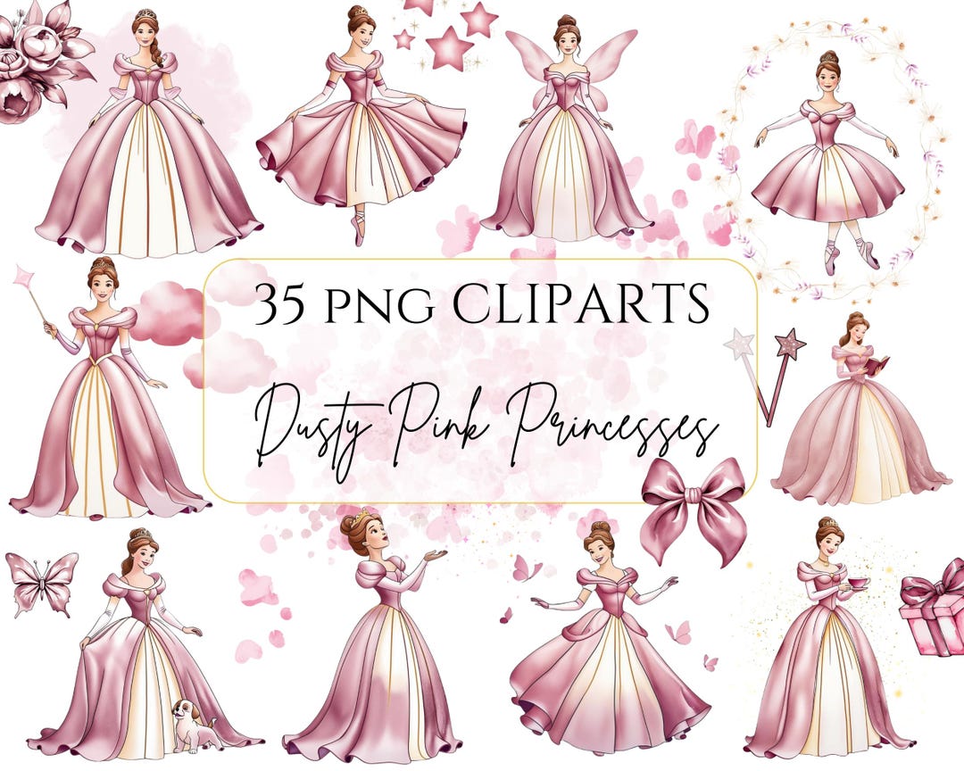Watercolor Princess Clipart Pink Princess PNG Watercolor Fairytale ...