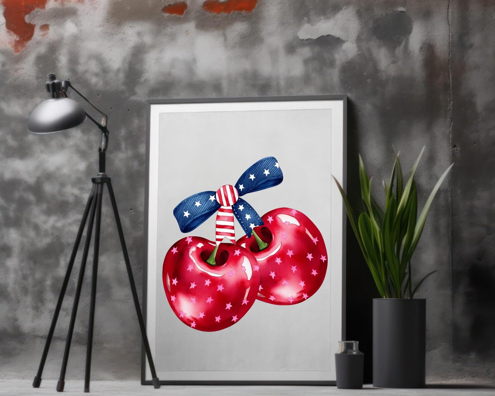 American Flag Patriotic Bow PNG – Retro 4th of July Coquette Cherry Bow ...