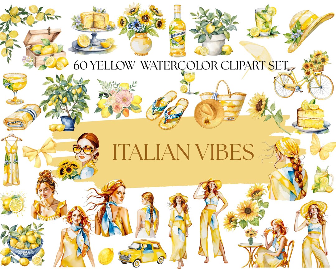 Watercolor Italy Clipart Summer Clipart Mediterranean Summer Italian ...
