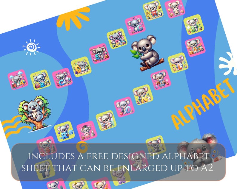 Alphabet Letter Clipart Bundle Alphabet PNG Cute Watercolor Koala ...
