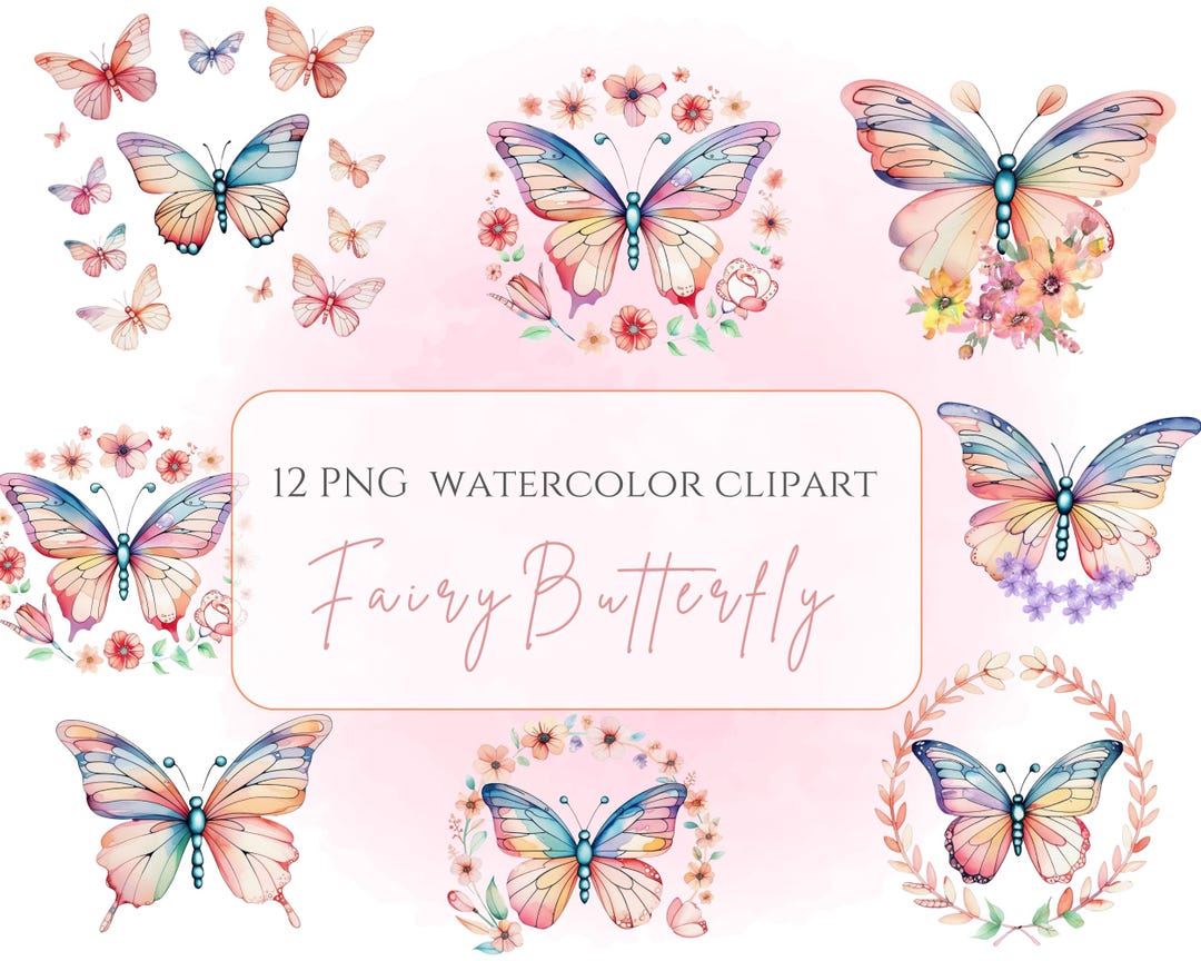 Watercolor Butterflies Clipart Watercolo Butterfly PNG Pastel Fantasy ...