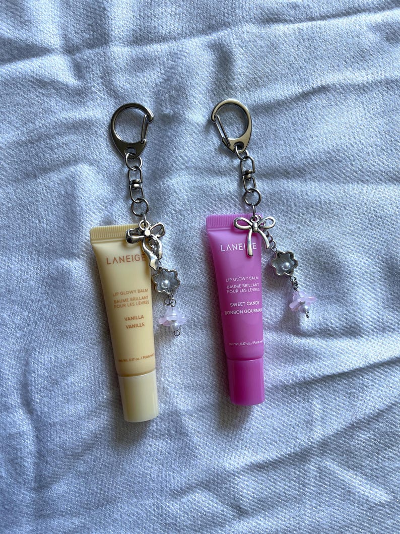 Handmade Lip Balm Keychains With Silver Hardware| Custom Laneige ...