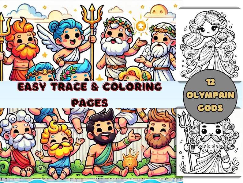 Olympian Gods Coloring Pages: Greek Mythology Art (digital Download) - Etsy