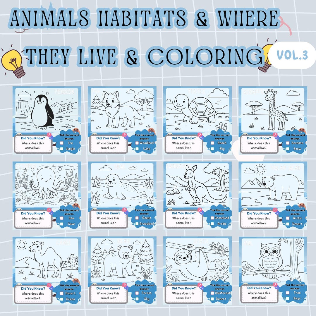 Animal Habitat Worksheets – Coloring, Tracing & Questions | for Kids ...