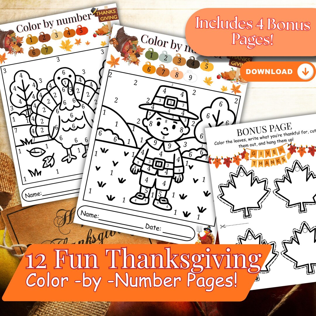 Thanksgiving Color by Number for Kids | Fall Coloring Pages | Fun ...