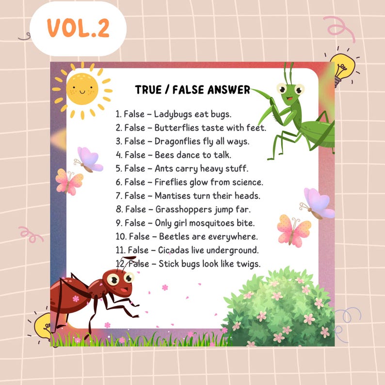 Insect Coloring Pages: Fun Facts & True/false - Vol. 2 (printable PDF ...