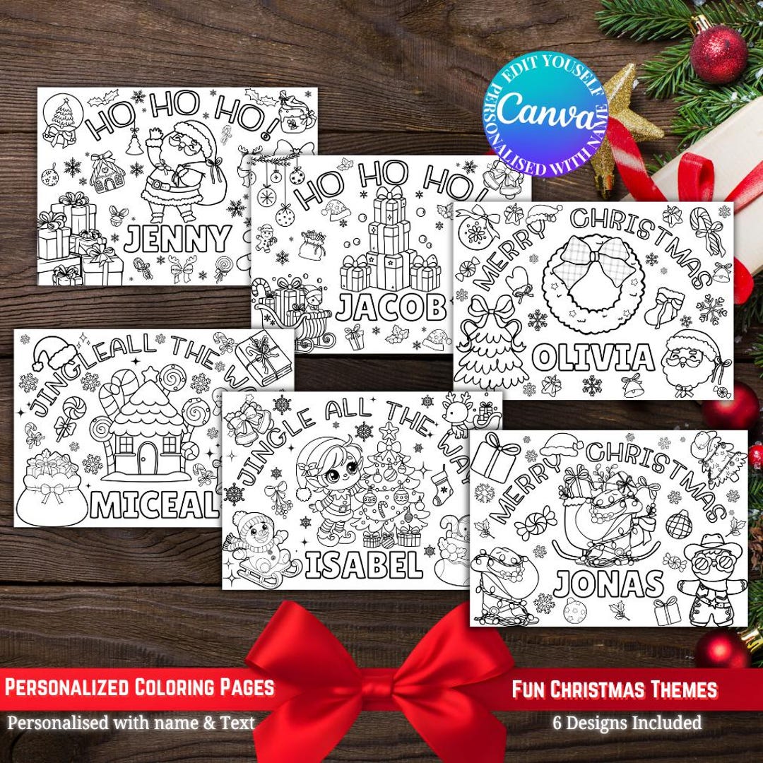 Editable Christmas Coloring Page Template – Personalized Holiday ...