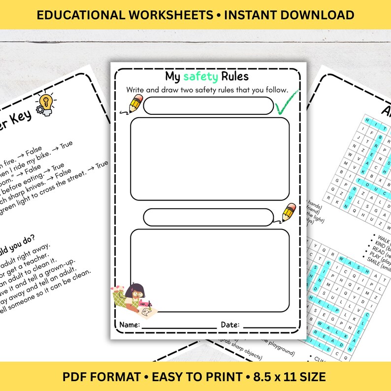 Safe Vs Unsafe Actions Worksheets for Kids | Safety Rules Activities ...