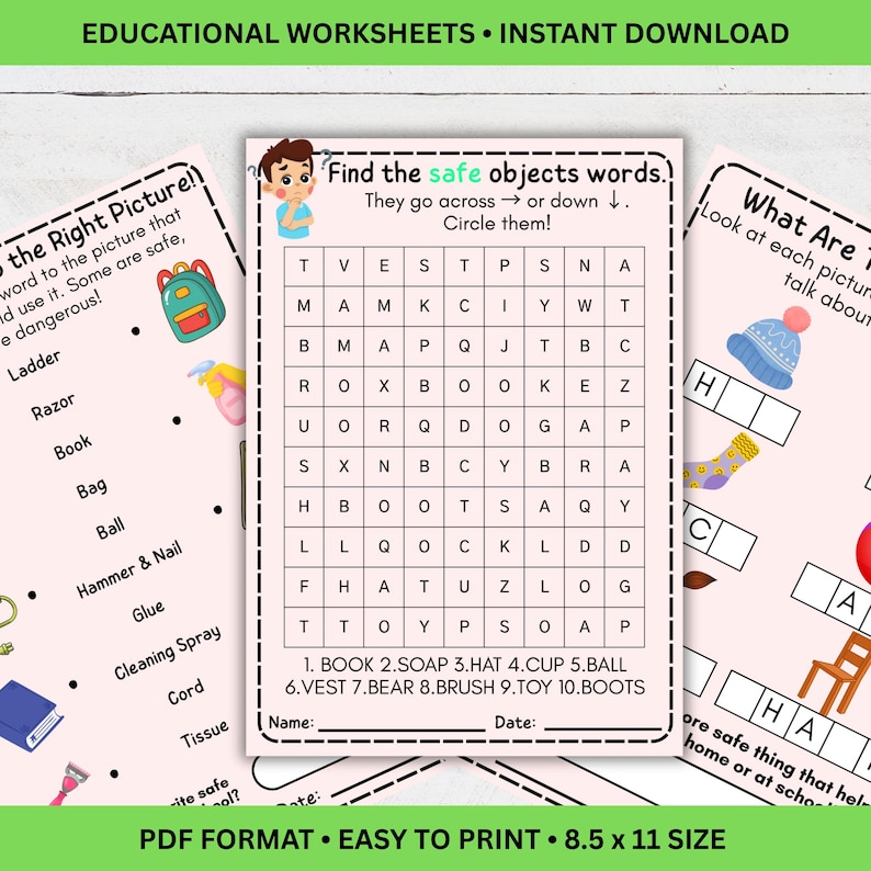 Safe Vs Dangerous Objects Worksheets for Kids | Safety Sorting ...