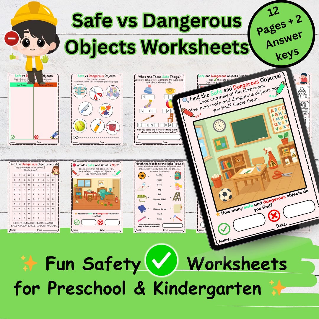 Safe Vs Dangerous Objects Worksheets: Preschool Safety Activities (PDF ...