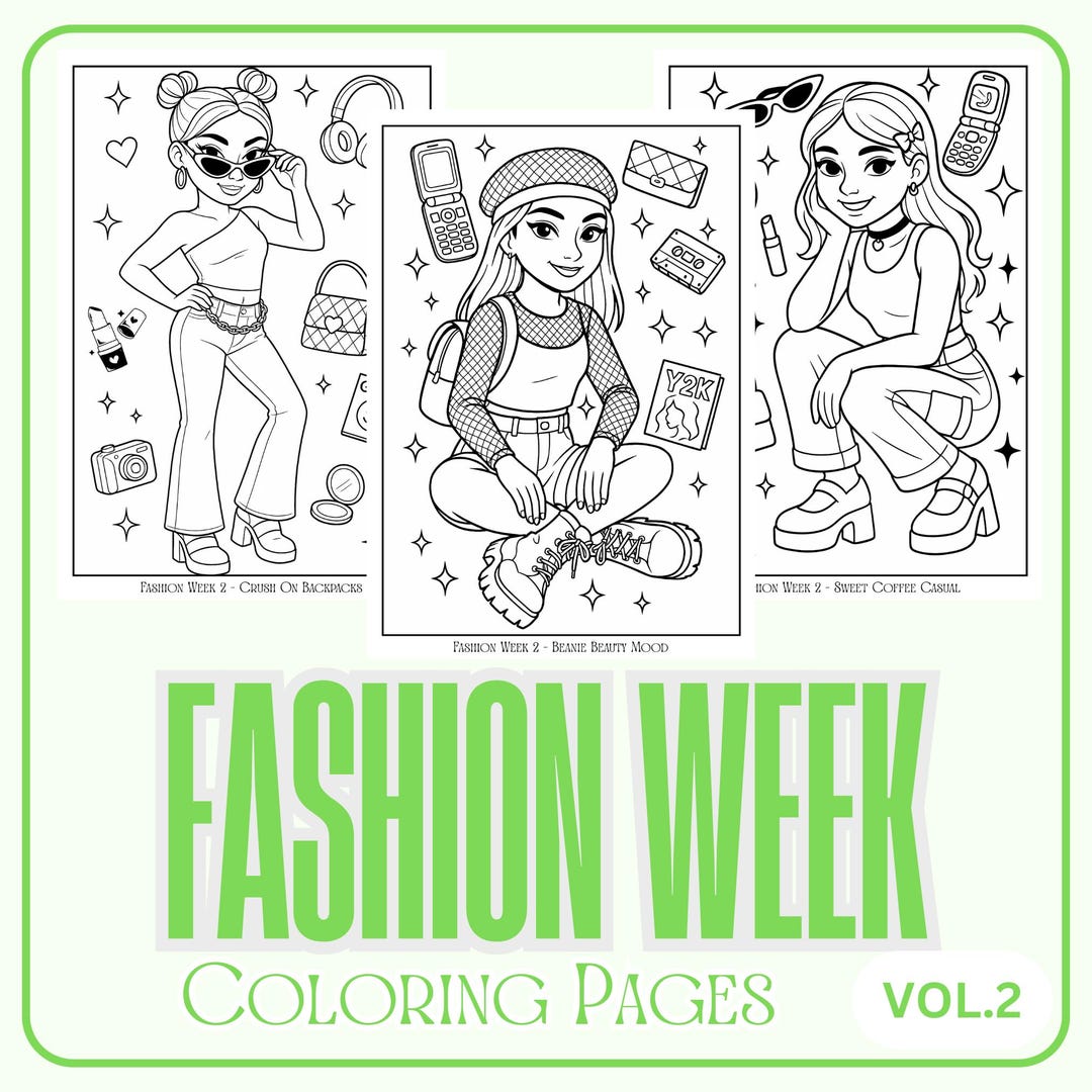 Fashion Girl Coloring Pages Vol2 Cutie on the Runway–digital Download ...