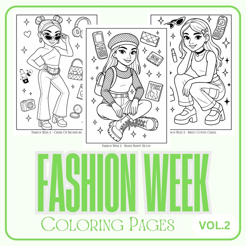 Fashion Girl Coloring Pages Vol2 Cutie on the Runway–digital Download ...