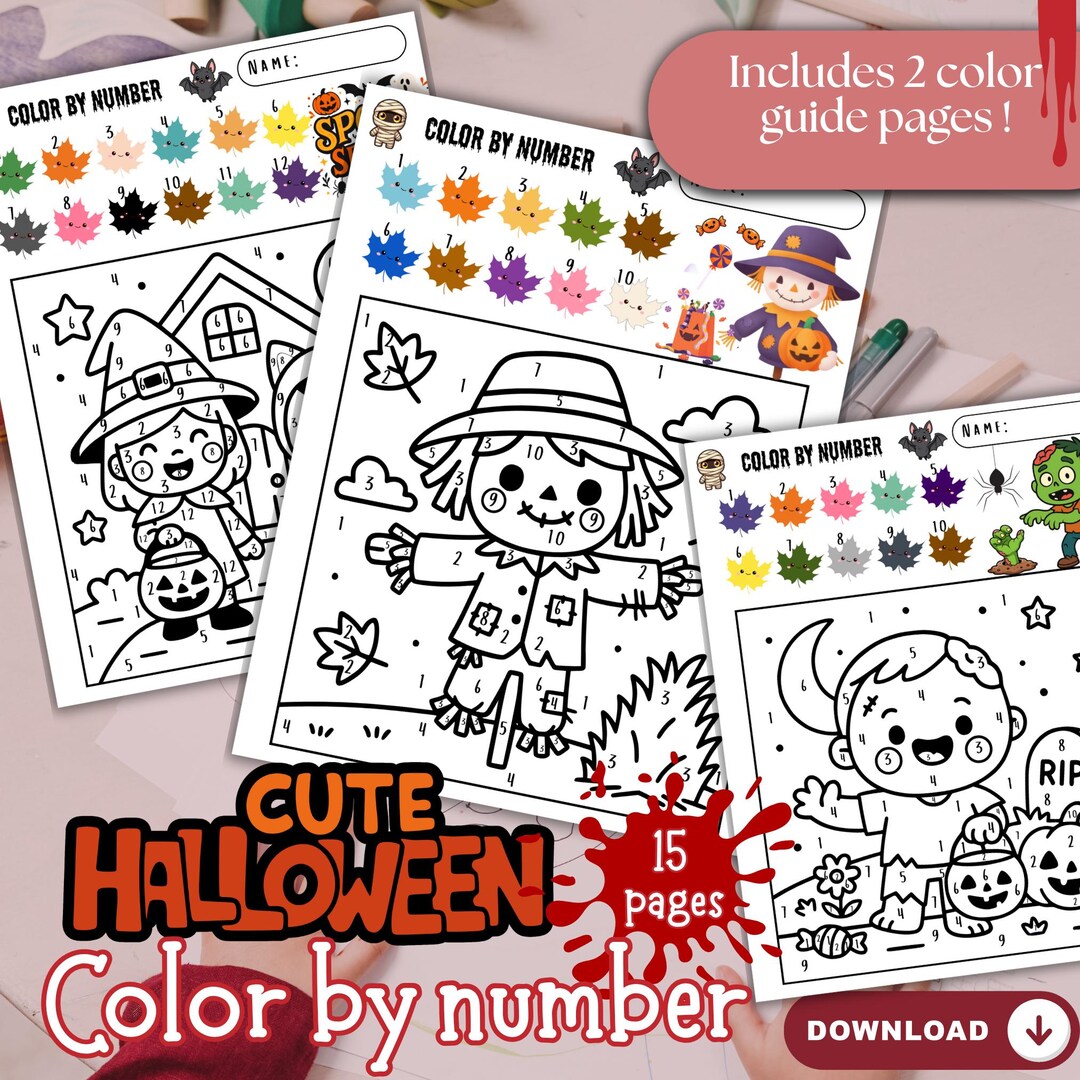 Halloween Color by Number for Preschool & Kindergarten – Cute Printable ...
