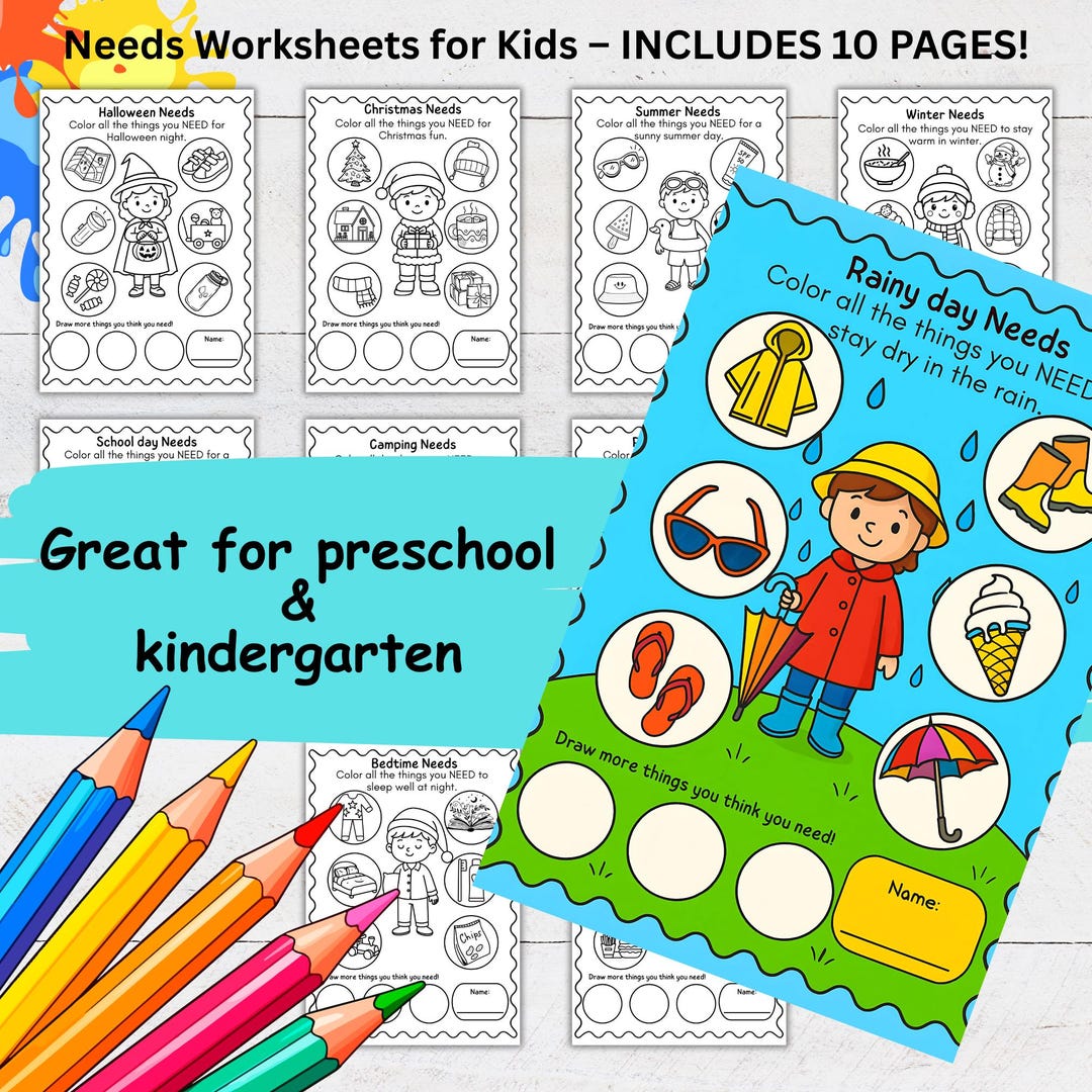 Printable Needs Worksheets for Kids | Fun Coloring Activities for ...