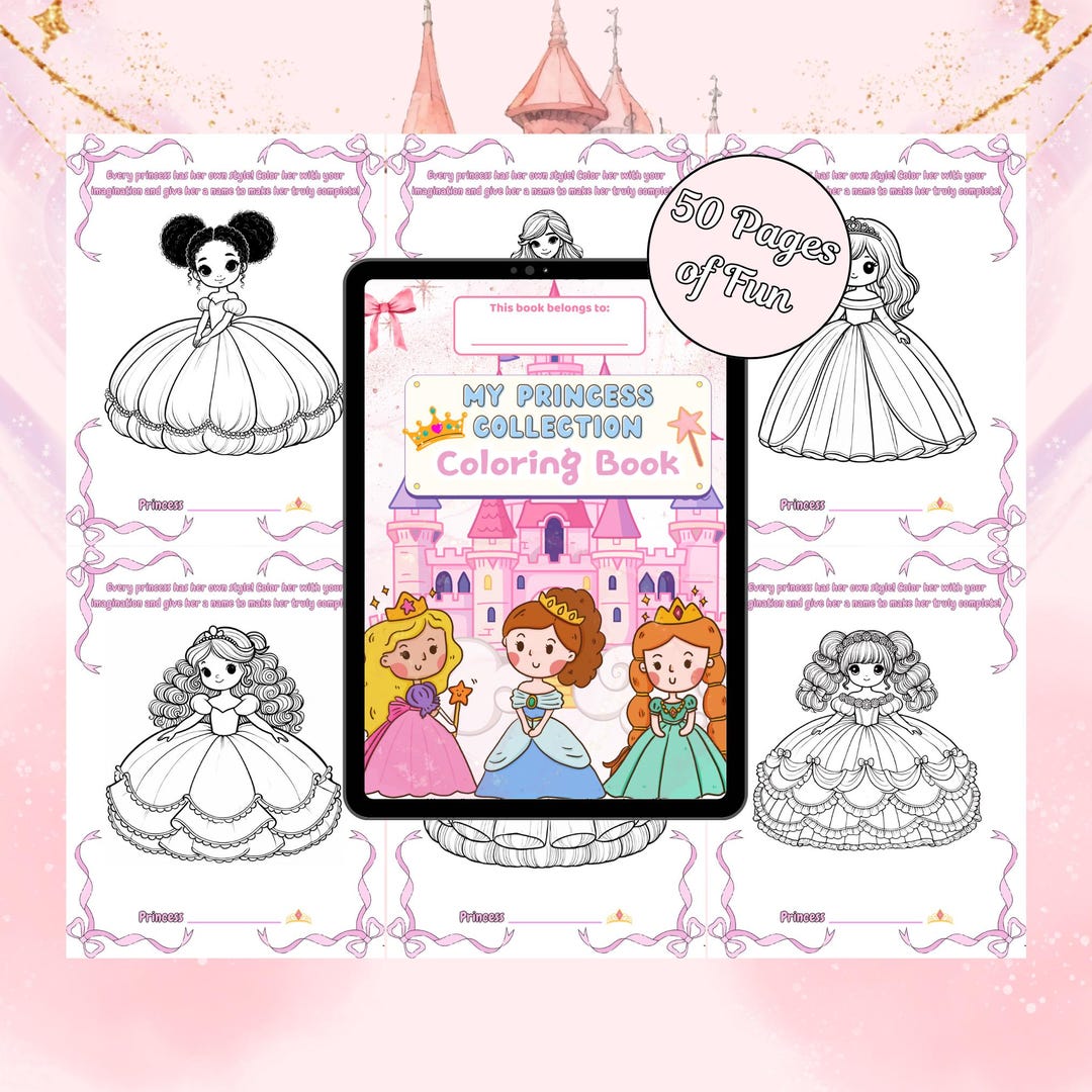 Printable Princess Coloring Book for Kids|girls Ages 4-8|PDF Download ...