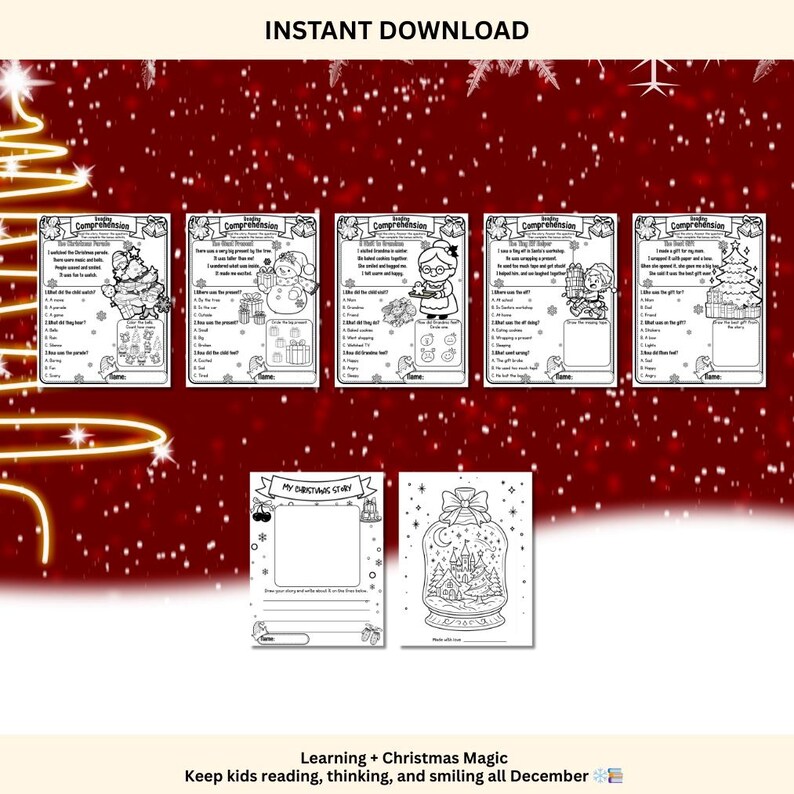 Christmas Reading Comprehension Worksheets for Kids | December Winter ...