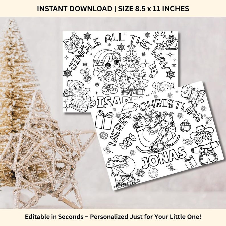 Editable Christmas Coloring Page Template – Personalized Holiday ...