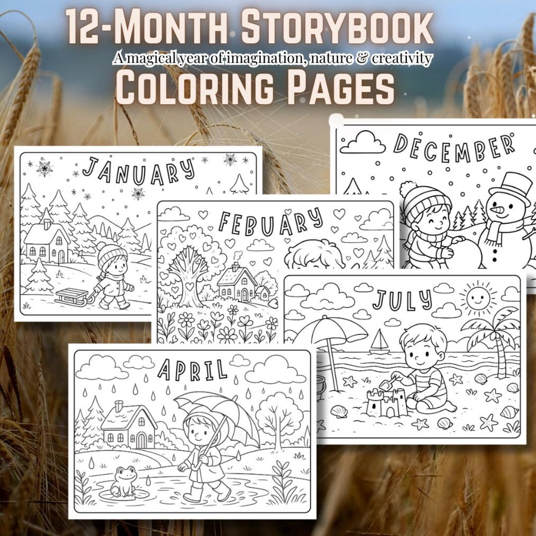 12 Months Coloring Pages for Kids | Seasonal Storybook Printable Set ...
