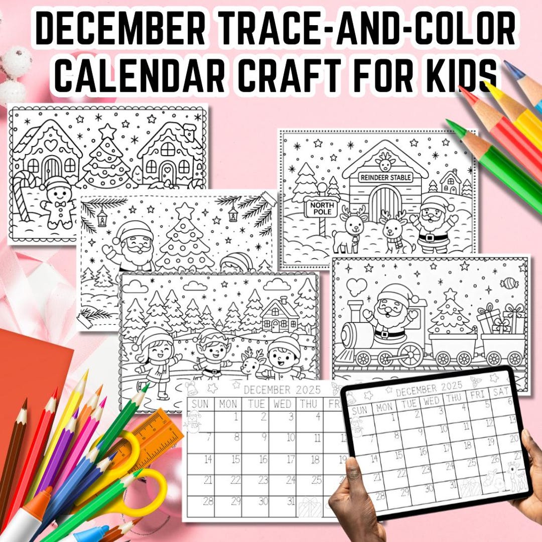 December Trace and Color Calendar Craft for Kids • Holiday Classroom ...