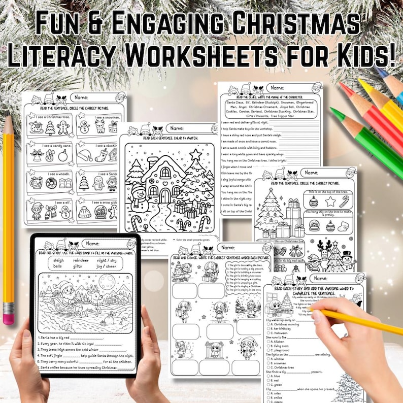 Christmas Literacy Worksheets for Kids | Reading and Writing Activities ...