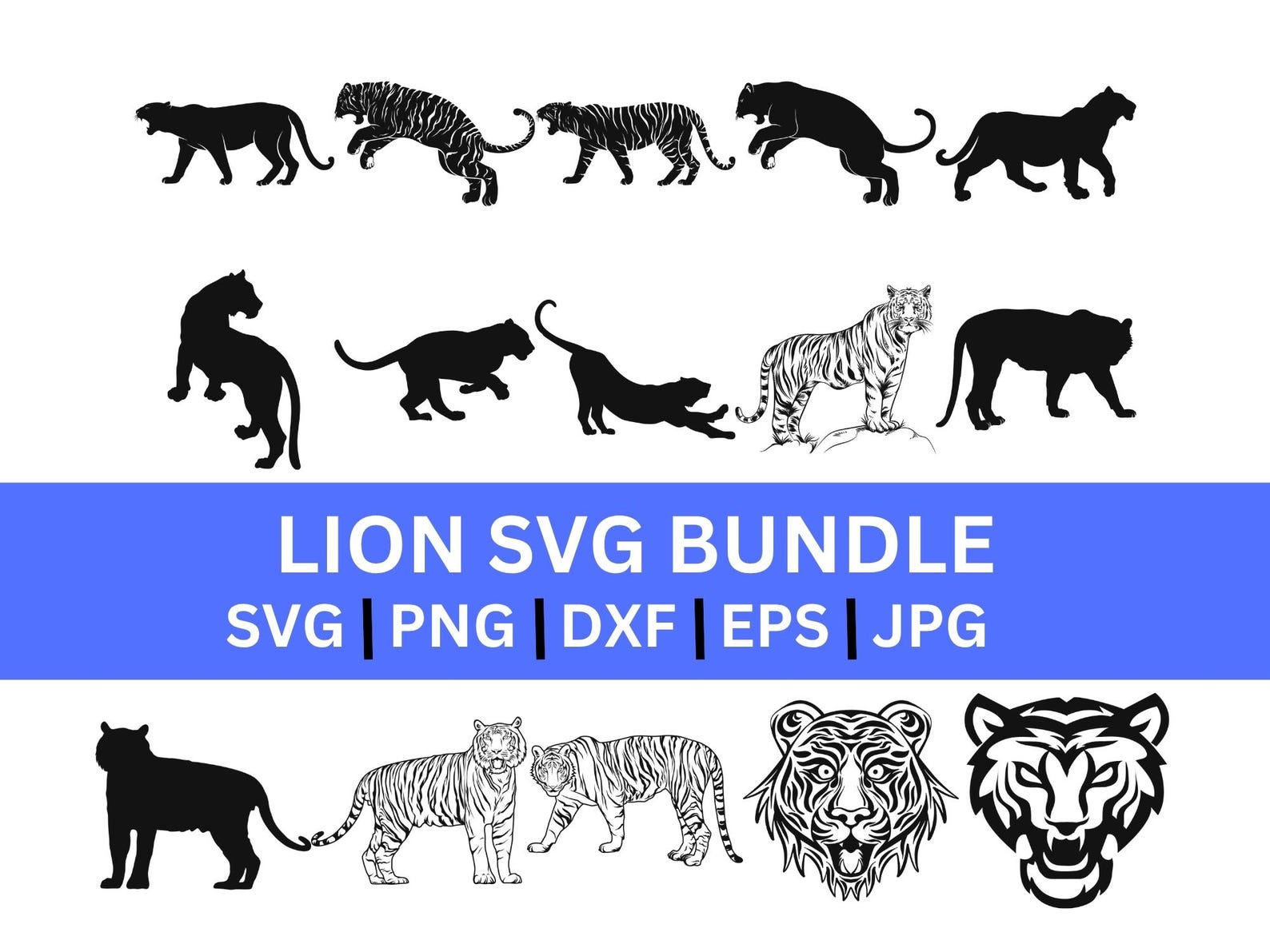 Lion SVG Bundle: Roaring Lion Clipart, Wild Animal Vector (digital ...