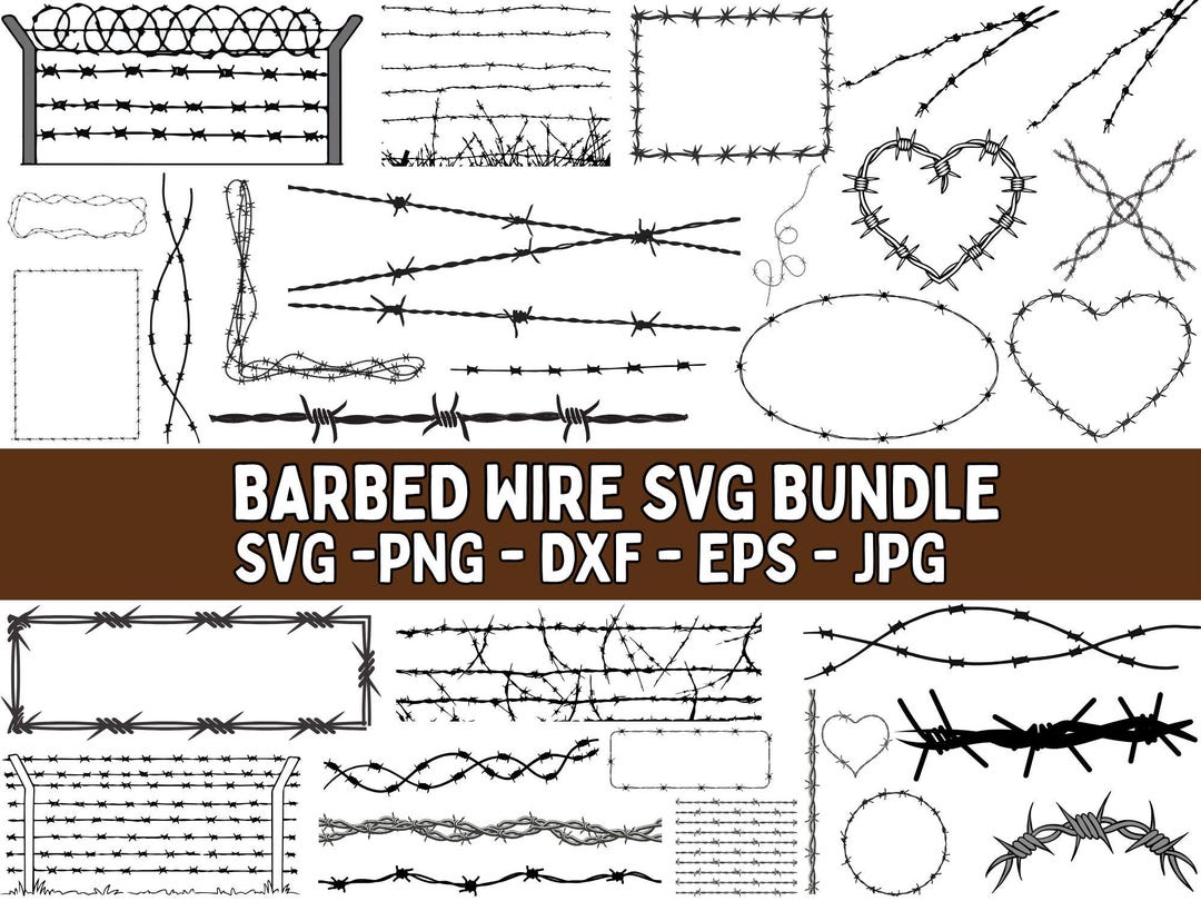 Barbed Wire Svg, Barbed Wire Frame Silhouette, Barbed Wire Frame Vector ...